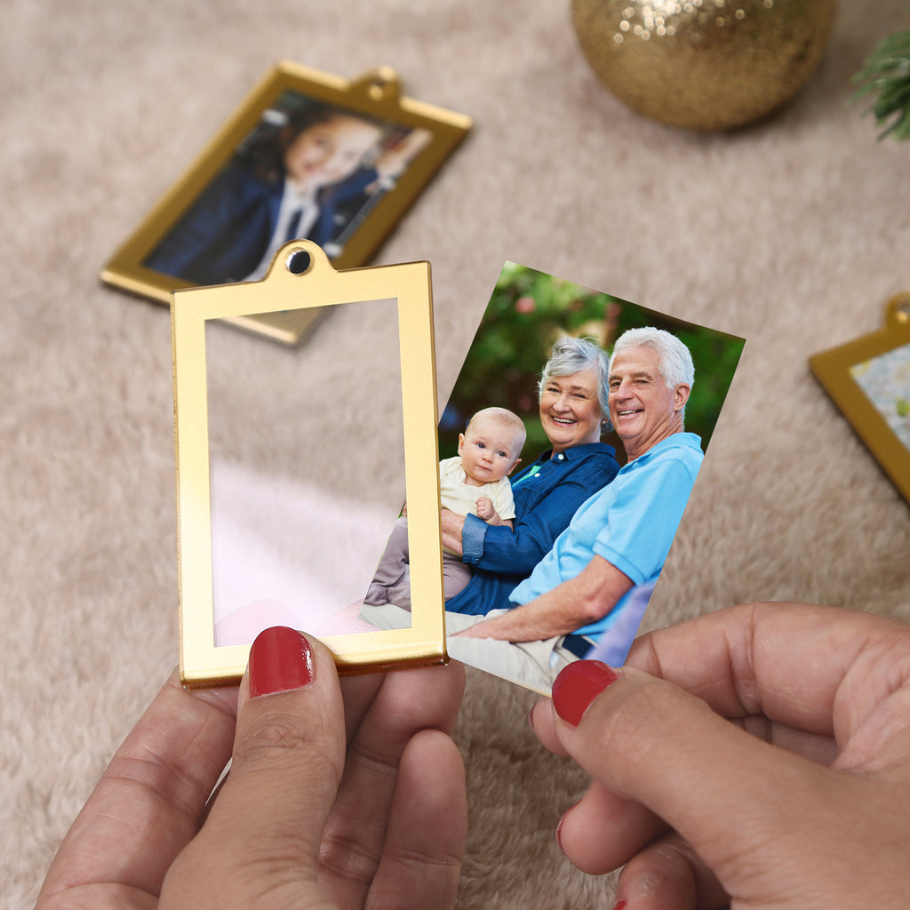 Christmas Photo Acrylic Ornament Frames, 2x3 Inches,8 Pack Gold Frames ...