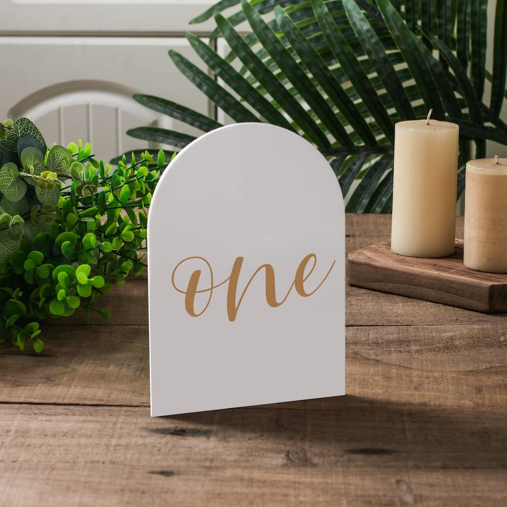 UNIQOOO White Acrylic Arch Sign, 5x7 inch Table Sign for Wedding, 1/8 ...