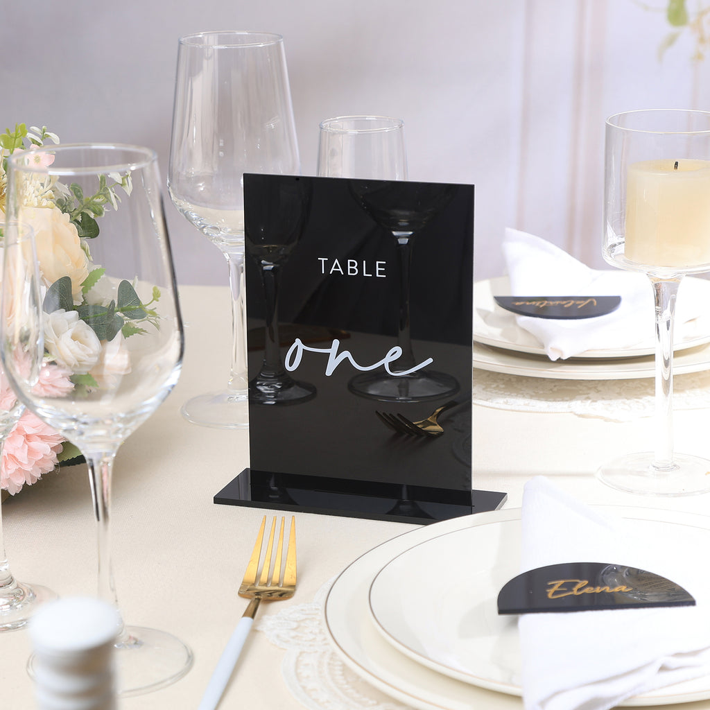 UNIQOOO Black Wedding Double Sided Table Numbers with Stands 1-15 set ...