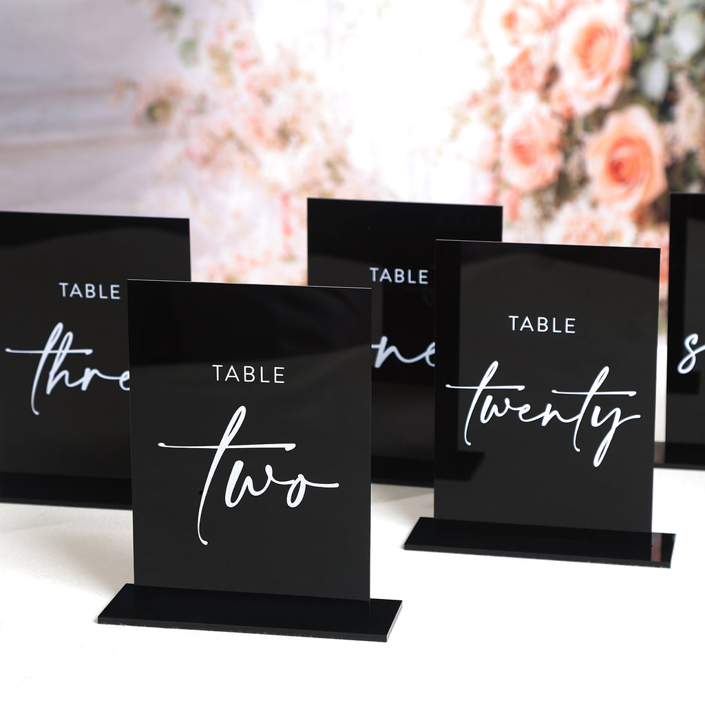 UNIQOOO Black Wedding Double Sided Table Numbers with Stands 1-15 set ...