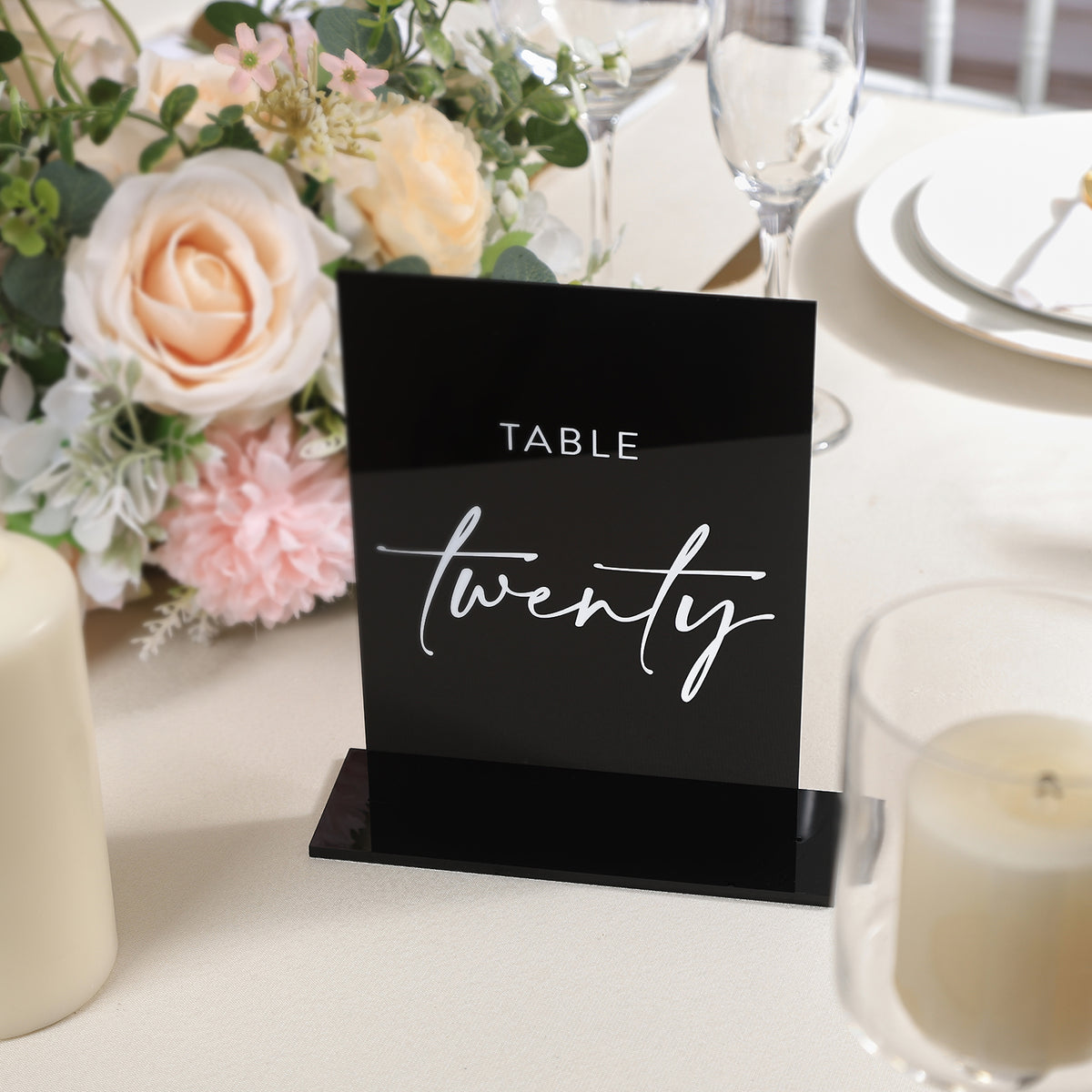 UNIQOOO Black Wedding Double Sided Table Numbers with Stands 1-15 set,